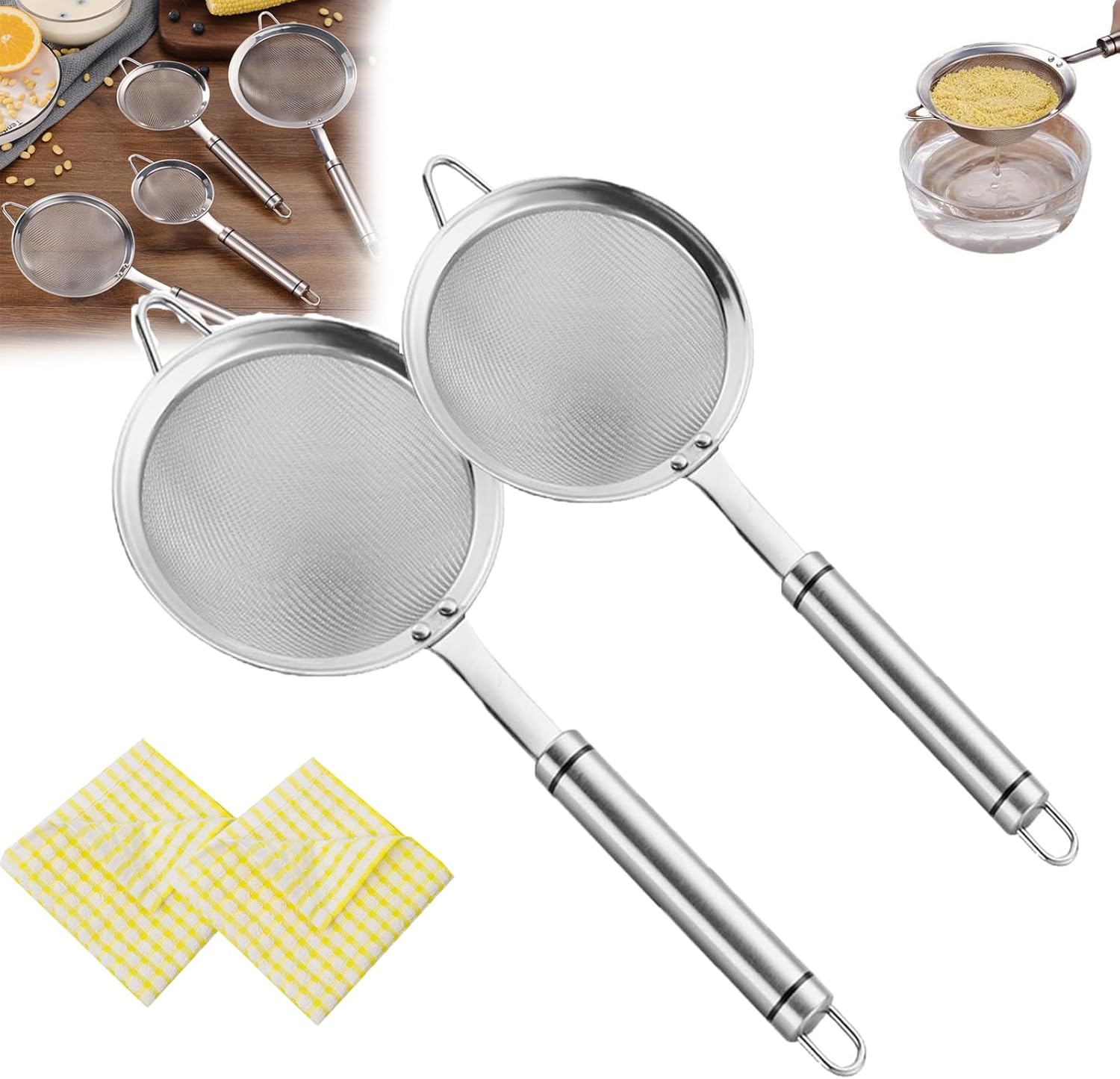 Poached Egg Strainer,Fine Mesh Strainers for Poached Egg,Kitchen Strainer Set for Sifting ...