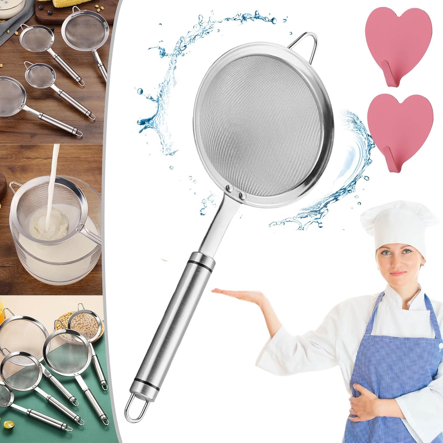 Poached Egg Strainer, Small Strainer with Handle, Food Strainers for ...