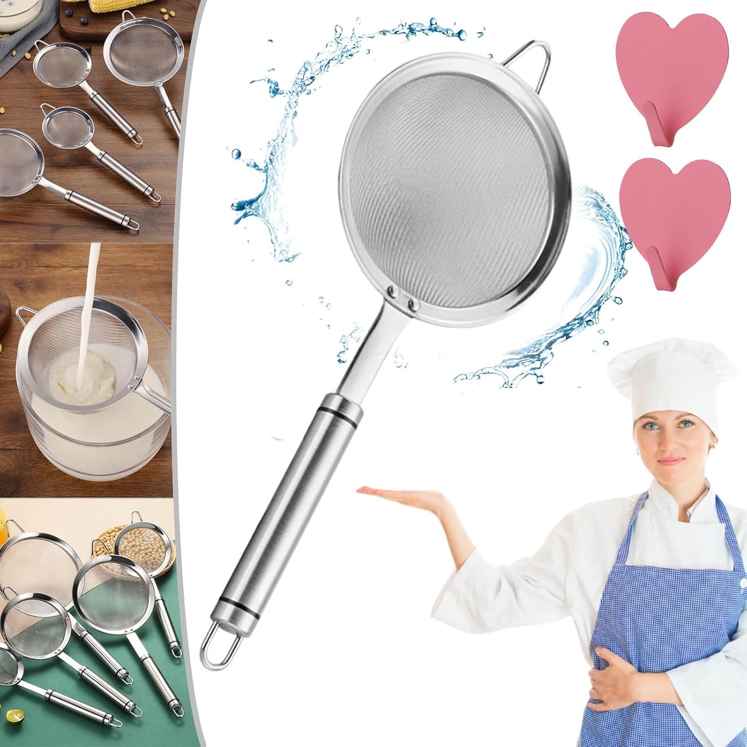 Poached Egg Strainer, Small Strainer with Handle, Food Strainers for ...