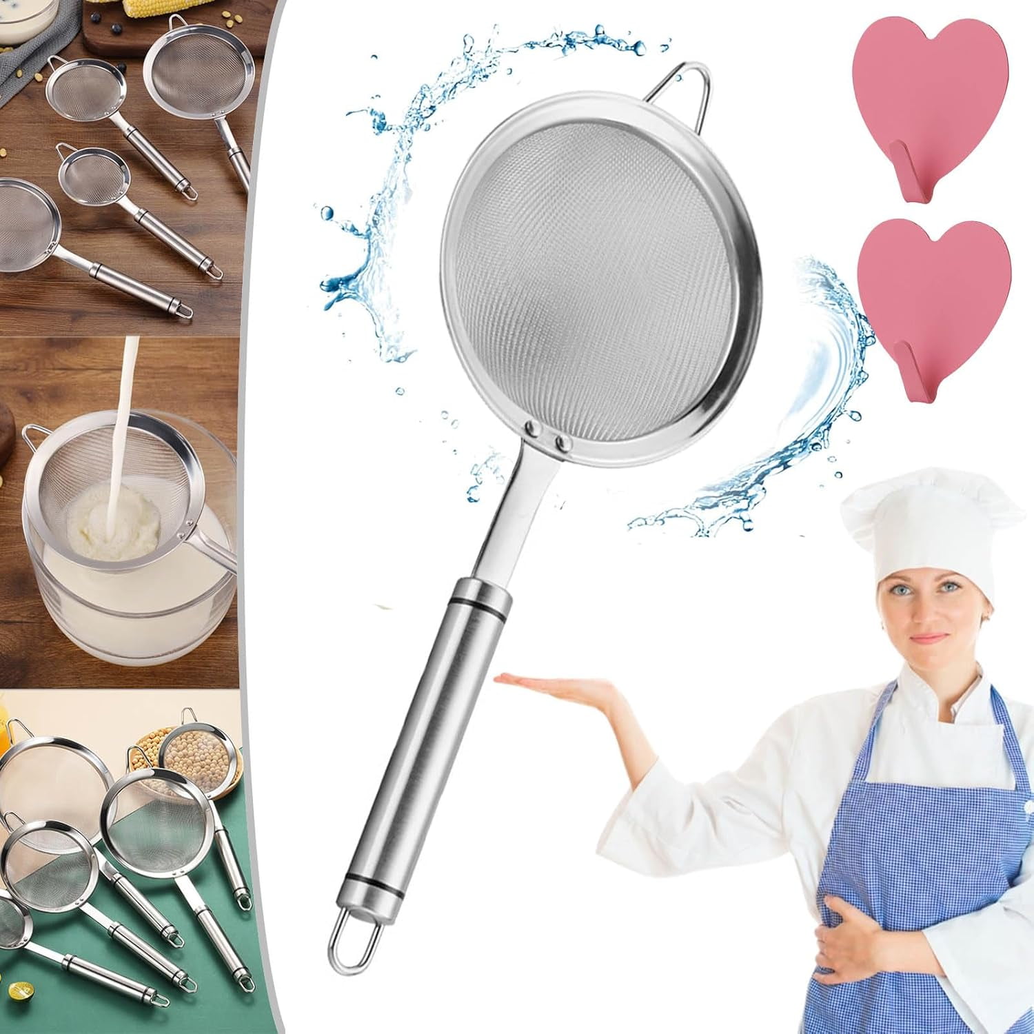 Poached Egg Strainer, Small Strainer with Handle, Food Strainers for ...