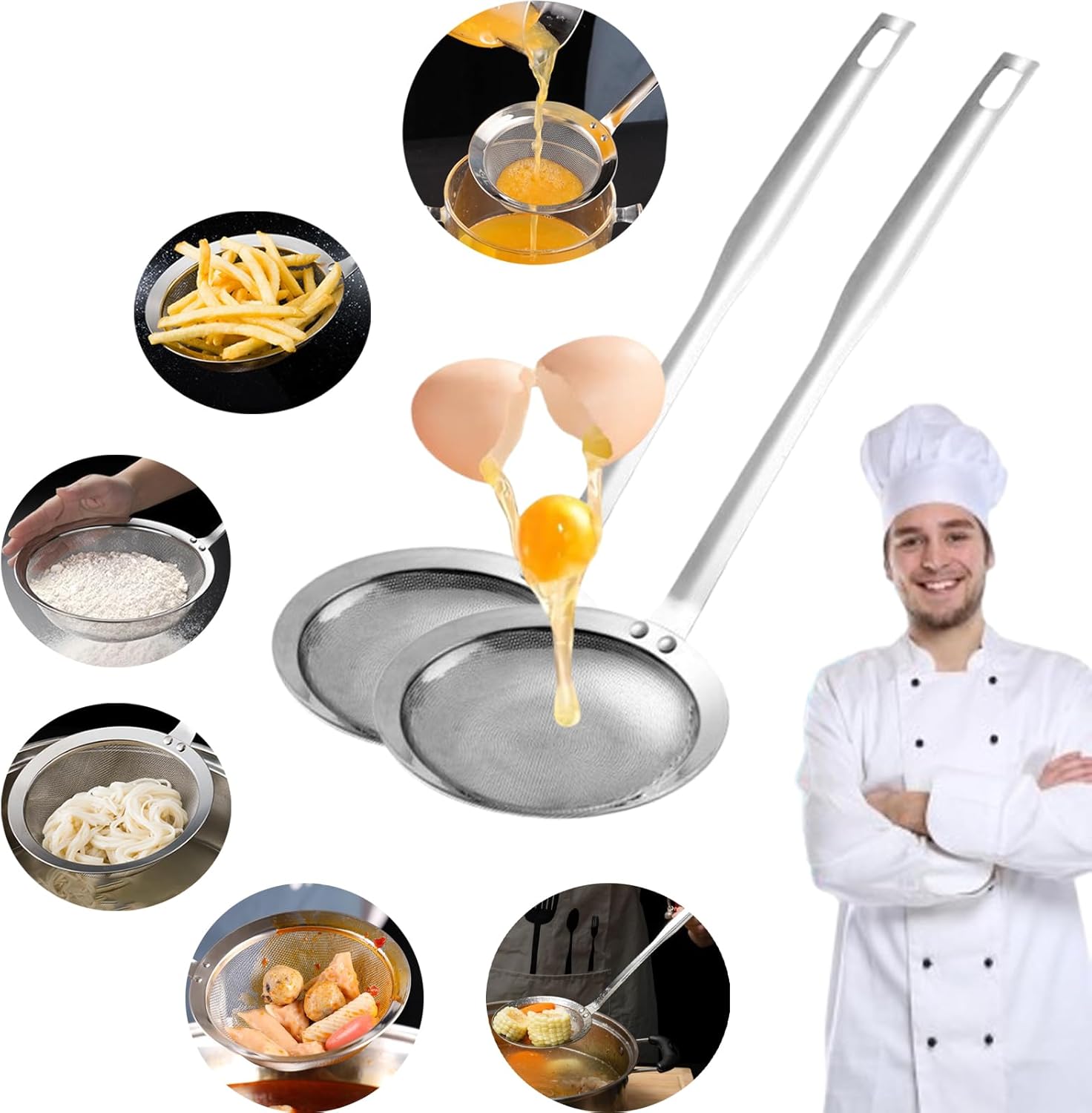 Poached Egg Strainer, Poached Egg Strainer Spoon, Sieve Fine Mesh ...