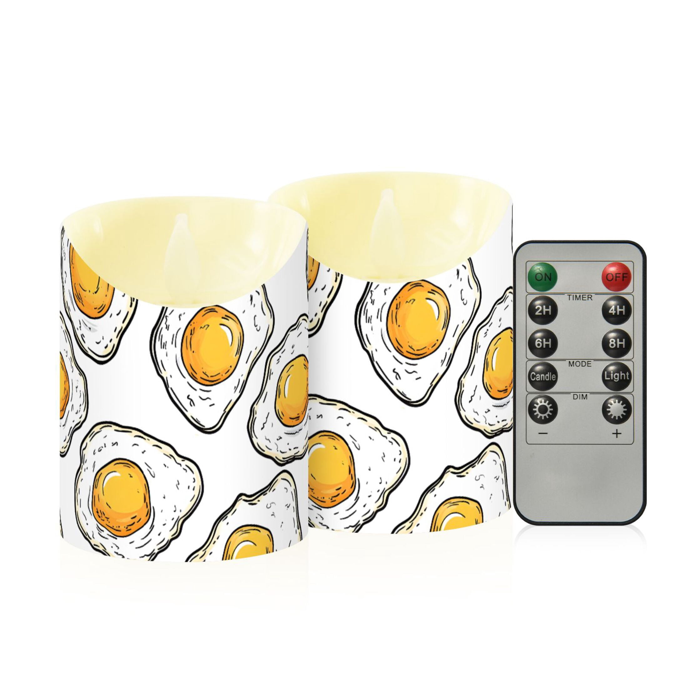 Poached Eggs Pattern Flameless Candles 2 PCS with Remote Realistic ...