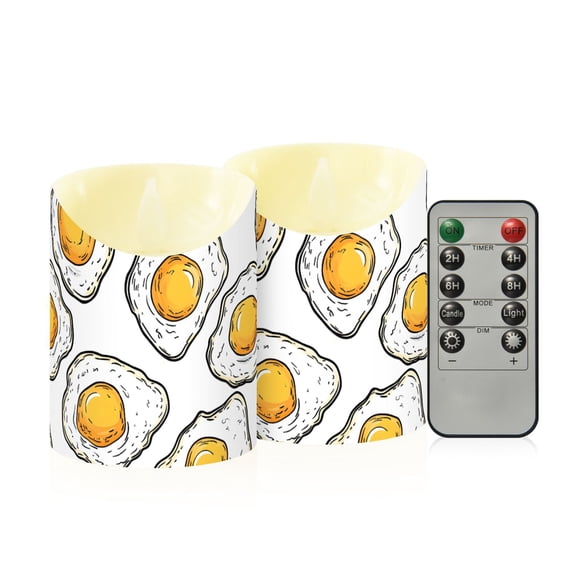 Poached Eggs Pattern Flameless Candles 2 PCS with Remote Realistic ...
