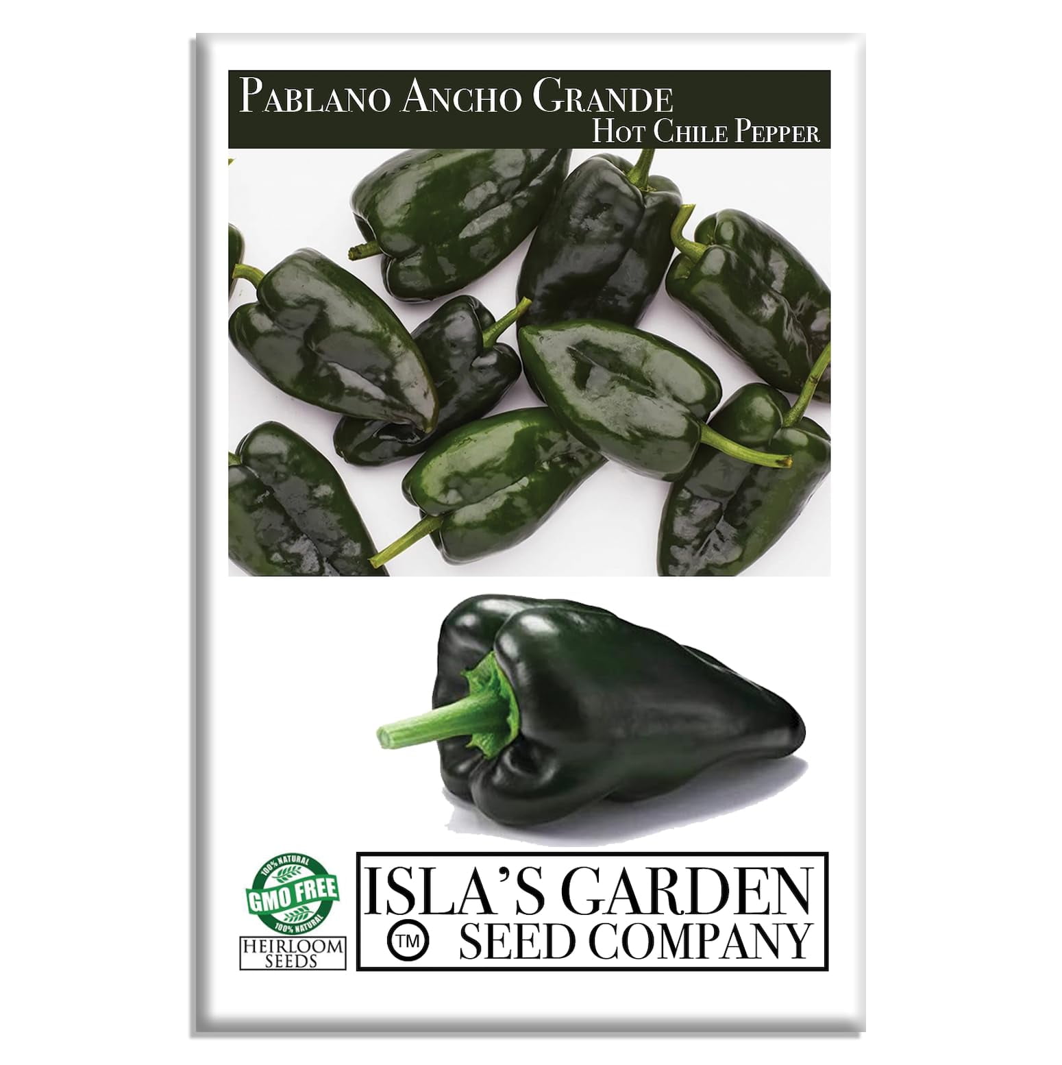 Poblano Ancho Grande PresNok Pepper Seeds (Capsicum annuum) - 50+ Non ...