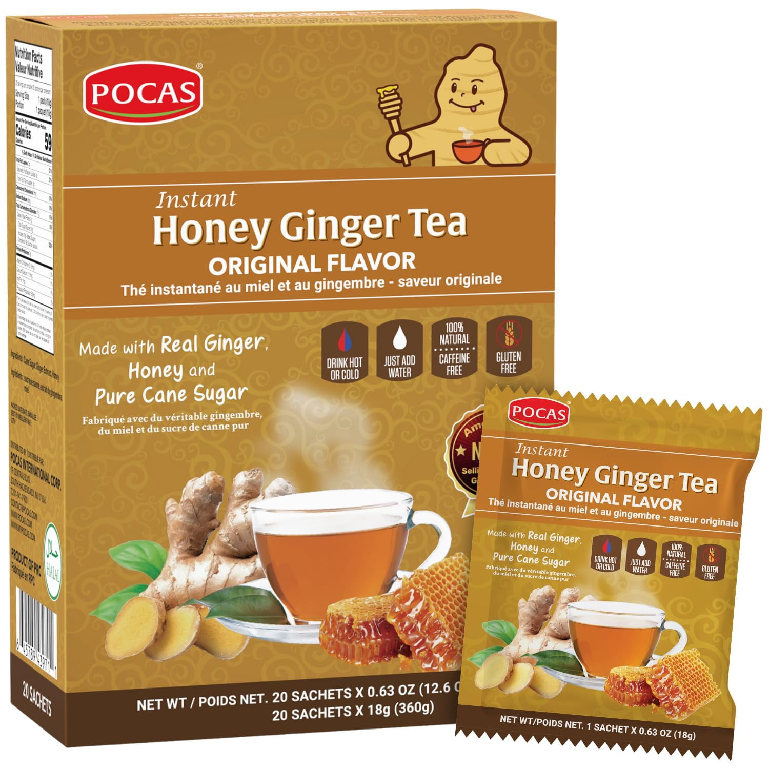 Poca'S Honey Ginger Tea - Original Flavour 20 X 18 Gm Sachets - Walmart.com