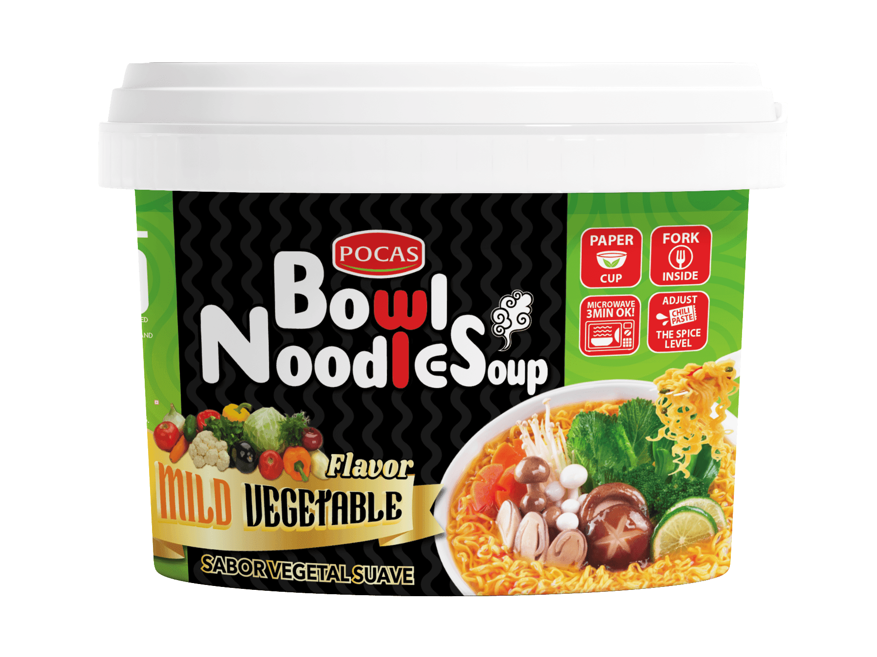 Pocas Bowl Noodle Soup, Vegetable, 3.17 Ounce (Pack of 12) - Walmart.com