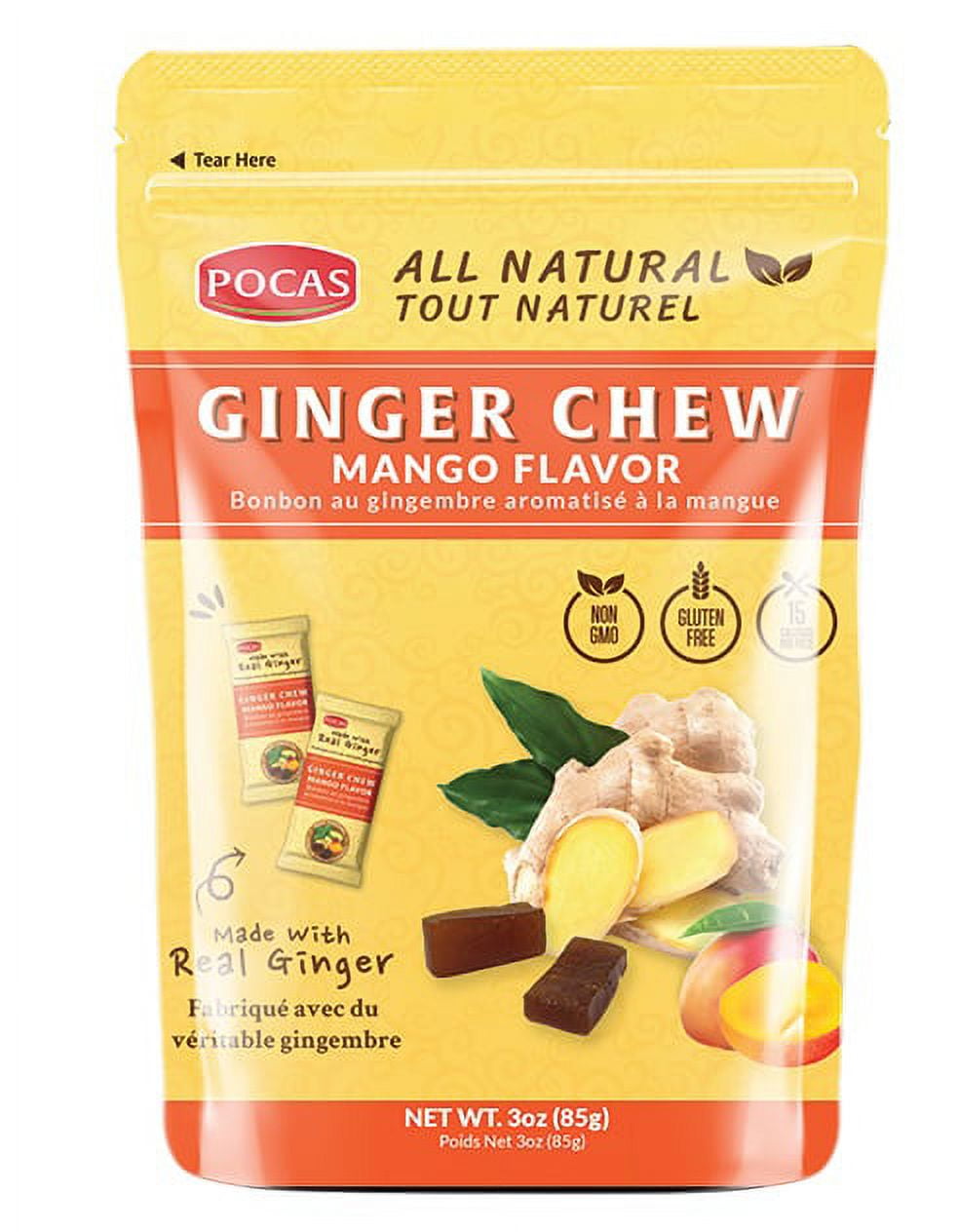 Pocas Ginger Chew Candy (Pack of 4) Mango flavor - Walmart.com