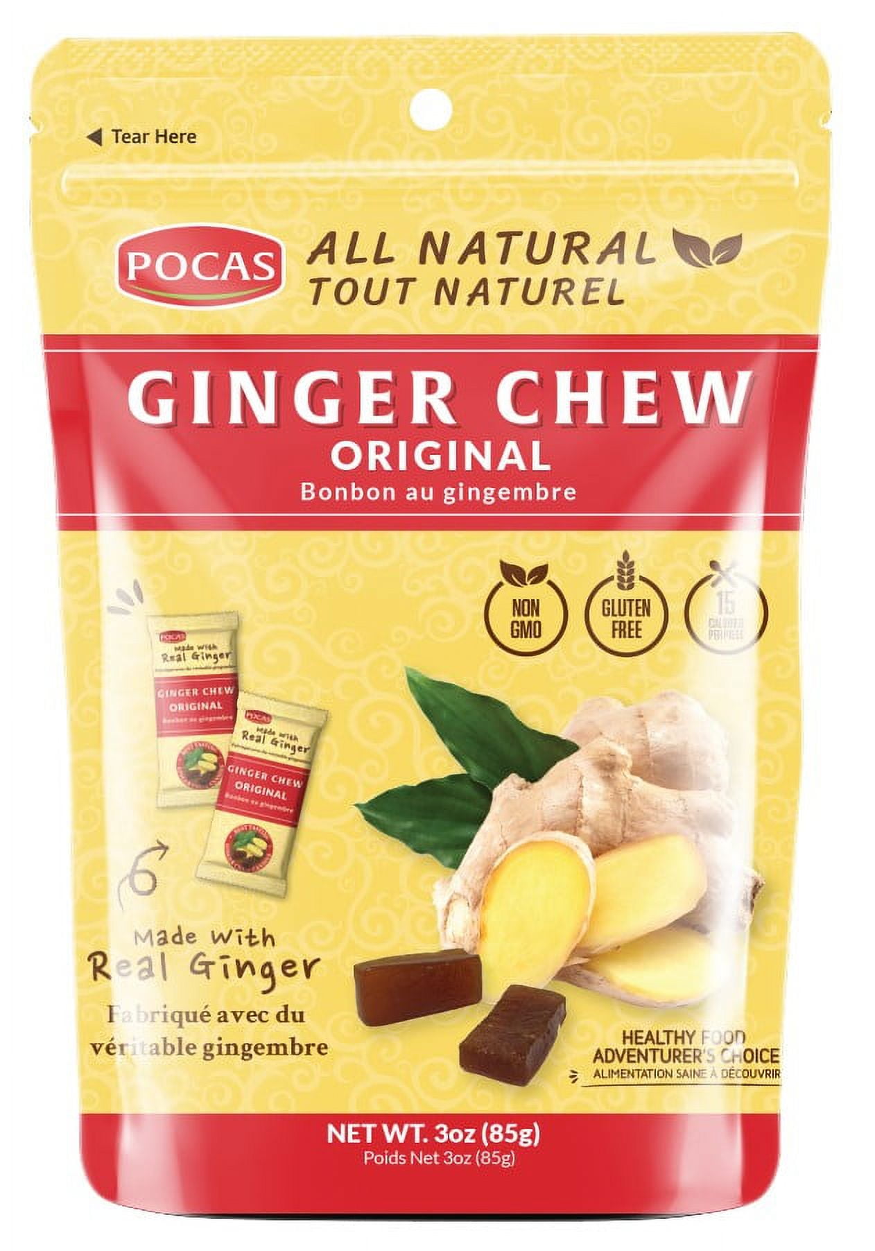 Pocas Ginger Chew Candy (Pack of 4) Original Flavor 3oz - Walmart.com