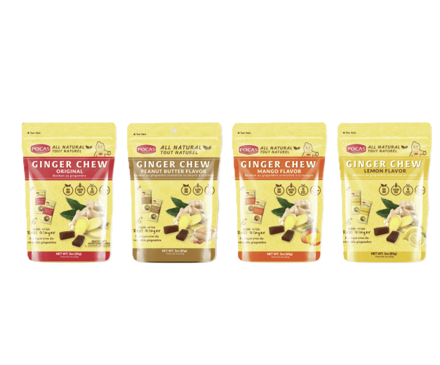 Pocas Ginger Chews, Variety Pack - Mango, Original, Lemon, and Peanut ...
