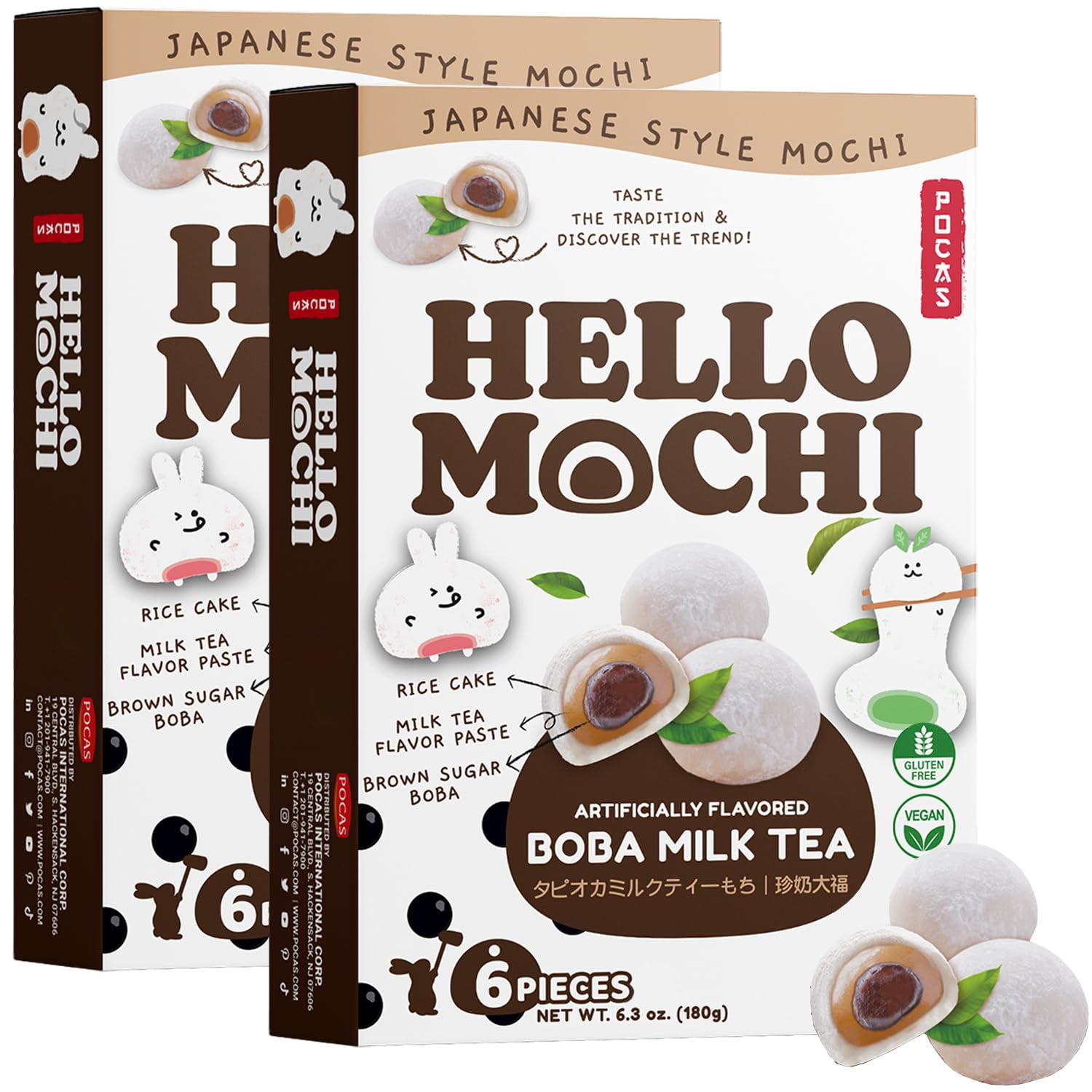 Pocas Hello Mochi, Boba IRF13 Milk Tea 2-Pack - Soft and Chewy Japanese ...