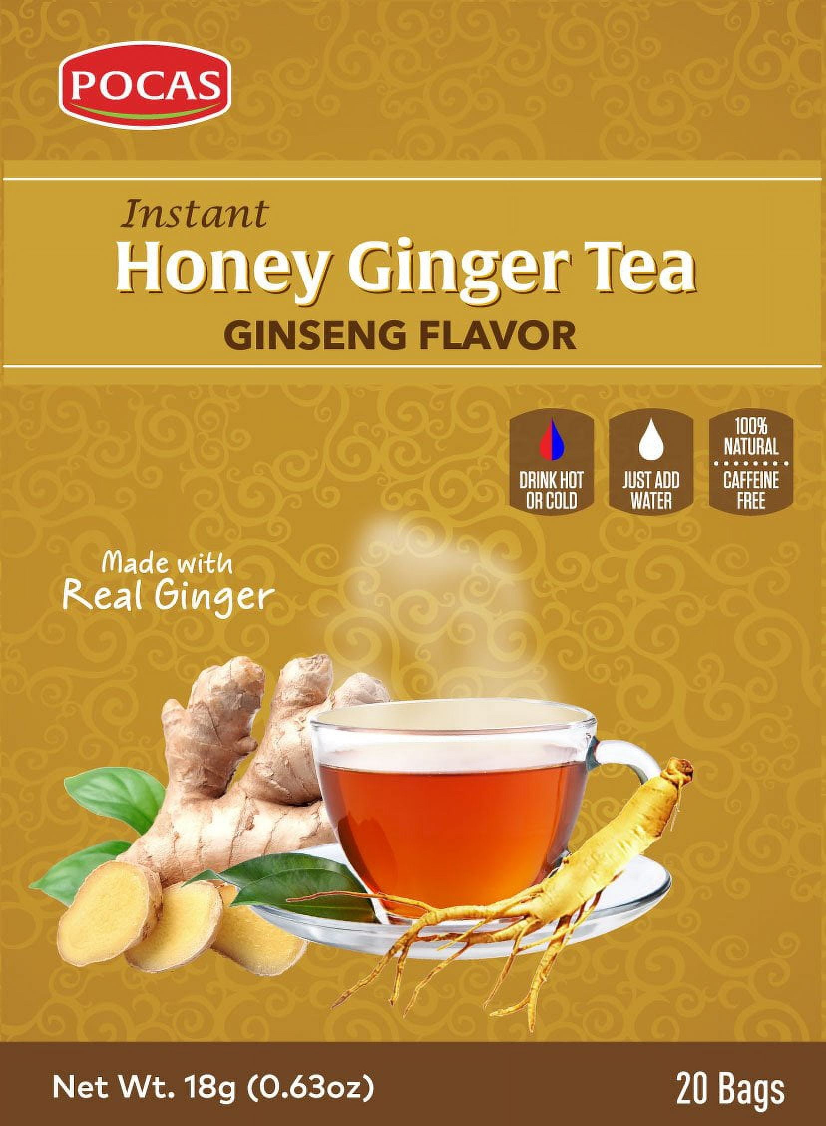 Pocas Honey Ginger Tea, Ginseng, 360 Gram (Pack of 24) - Walmart.com