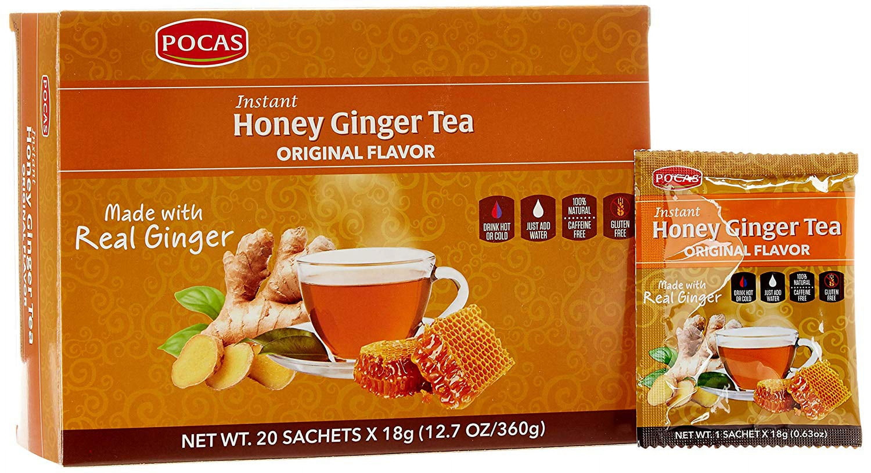 Pocas Honey Ginger Tea, Caffeine Free with Real Honey Crystals (20 Bags ...