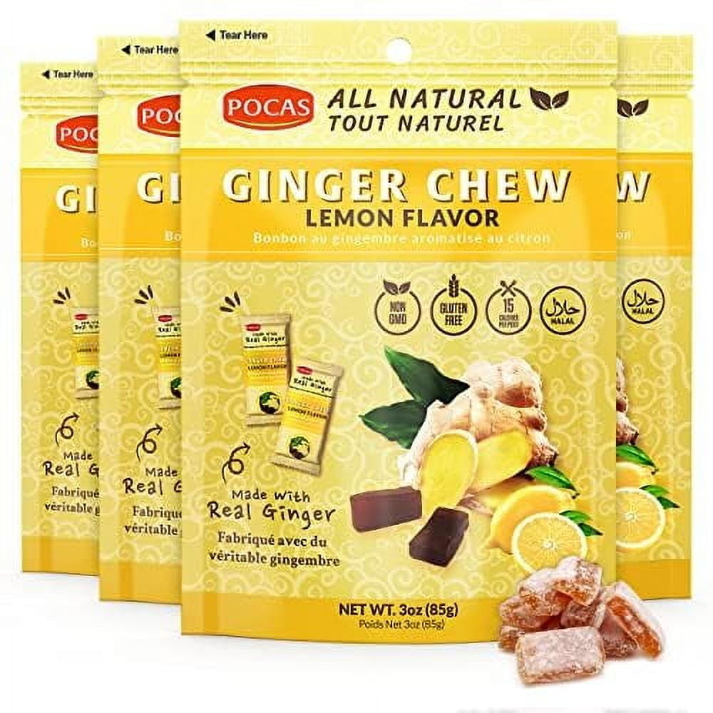 Pocas Lemon Ginger Chews - Sweet & Zesty Ginger Chew, Individually ...