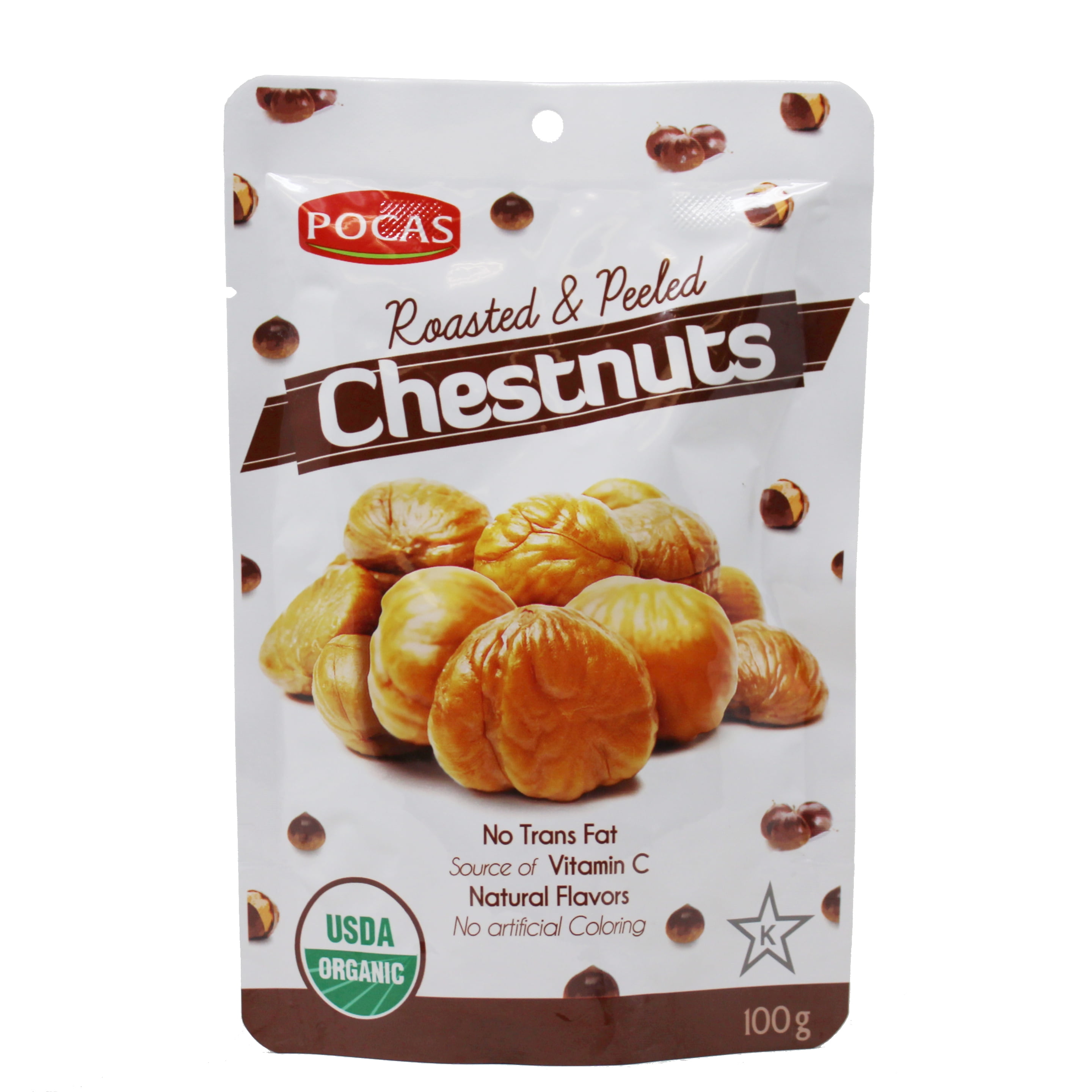 Pocas Organic Peeled & Roasted Chestnuts, 100 Gram (Pack of 6 ...