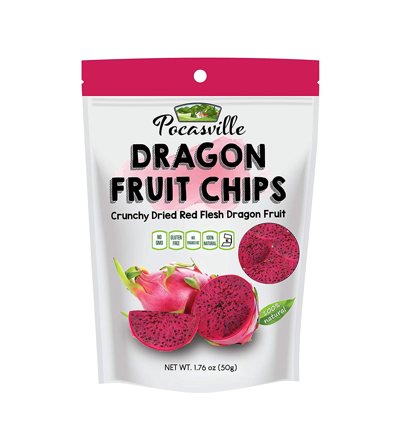 Pocas Premium Dragon Fruit Chips, Red Dragon Fruit, 1.76 Ounce (Pack of ...
