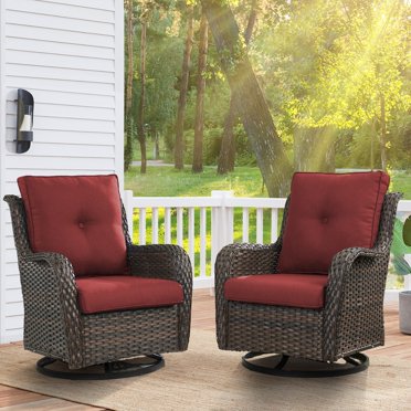 MeetLeisure Outdoor Polyethylene (PE) Wicker Swivel Rocker Chair with ...