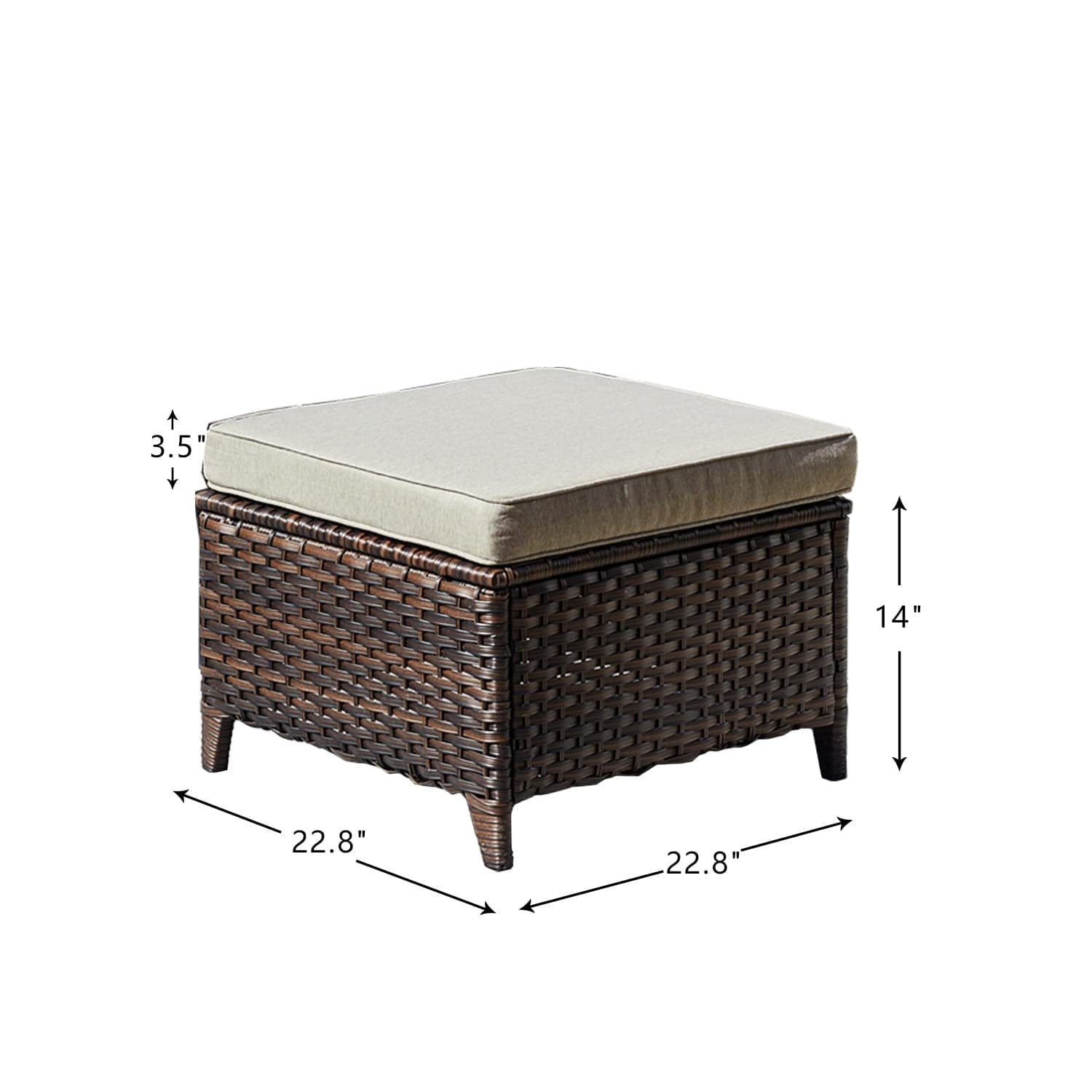 Pocassy Outdoor cushioned Wicker Footstool Ottomans Brown/Beige ...
