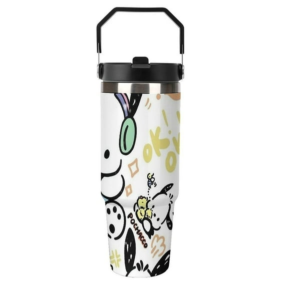 Pochacco 30 Oz Tumbler with Straw, Vacuum Insulated Stainless Steel ...