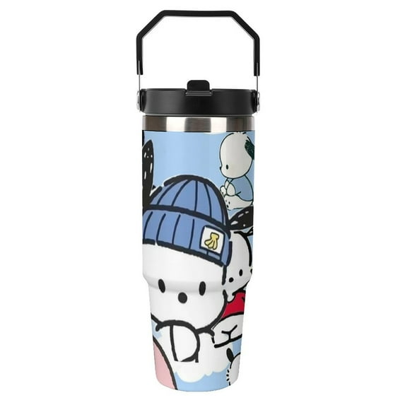 Pochacco 30 Oz Tumbler with Straw, Vacuum Insulated Stainless Steel ...