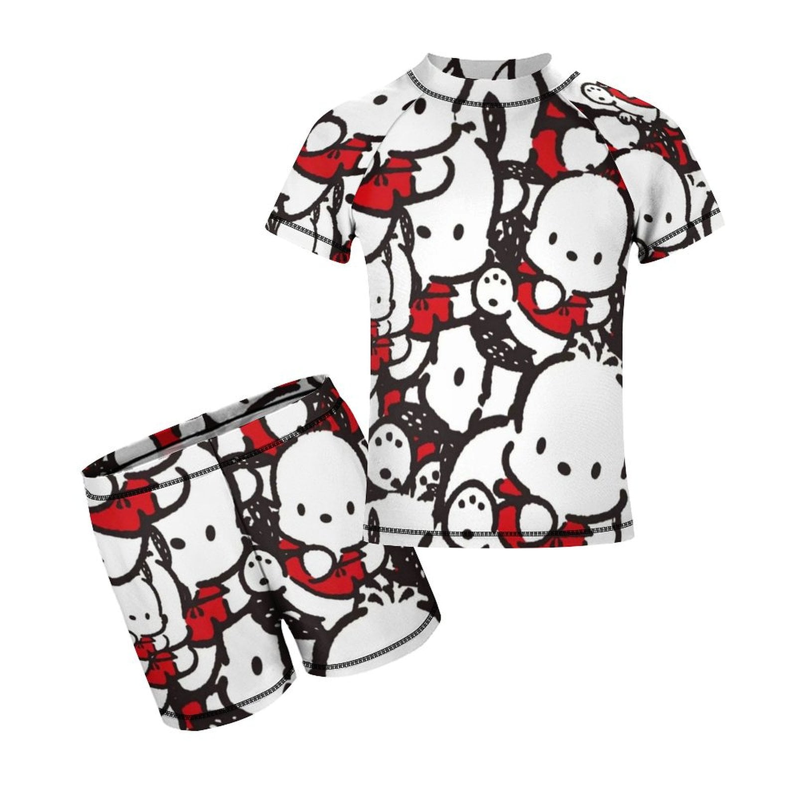 Pochacco Boys Rash Guard Set 2 Piece Swimsuits Short Sleeve Bathing ...