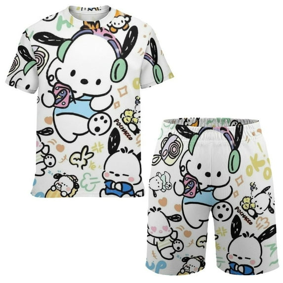 Pochacco Boys Short Sleeve Mesh T-Shirt And Shorts Outfit Set Summer ...