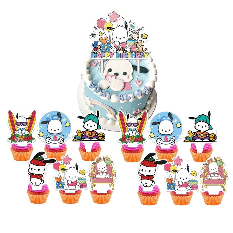 Pochacco Cake Topper CupcakeS Set Birthday Party Supplies Decoration ...
