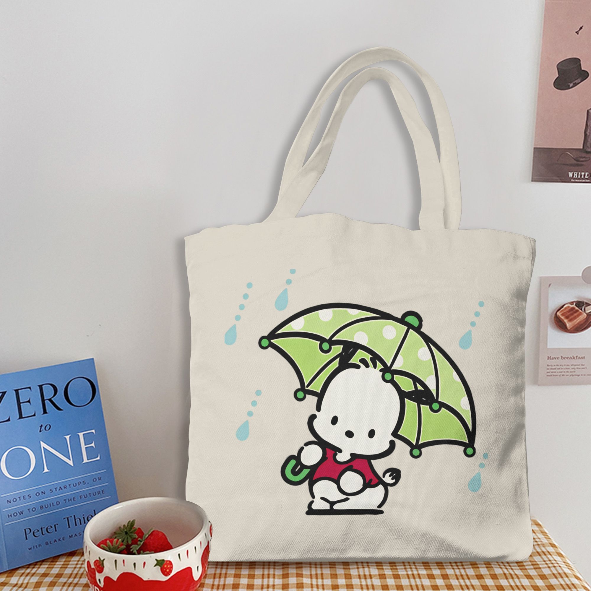 Pochacco Canvas Shoulder Bag-Cute Square Handbag with Cute Umbrella ...