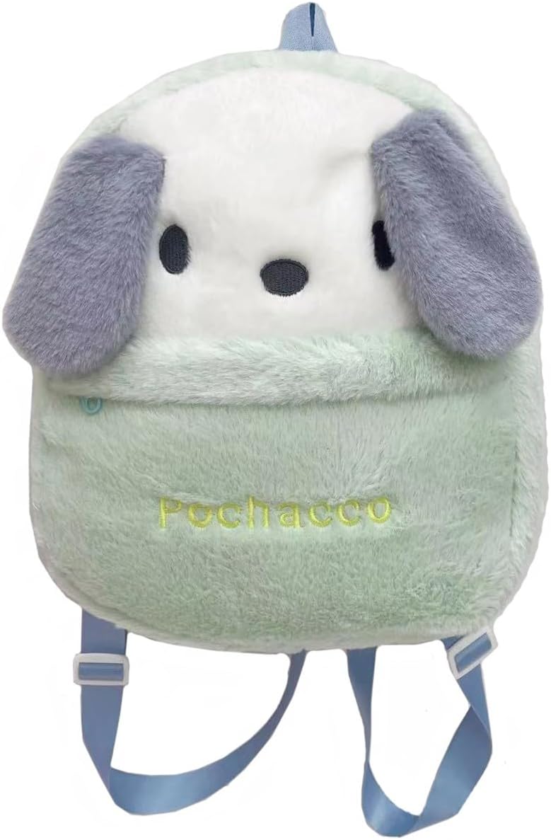 Pochacco Fuzzy Drawstring Backpack Plush Cartoon Cute Backpack for ...
