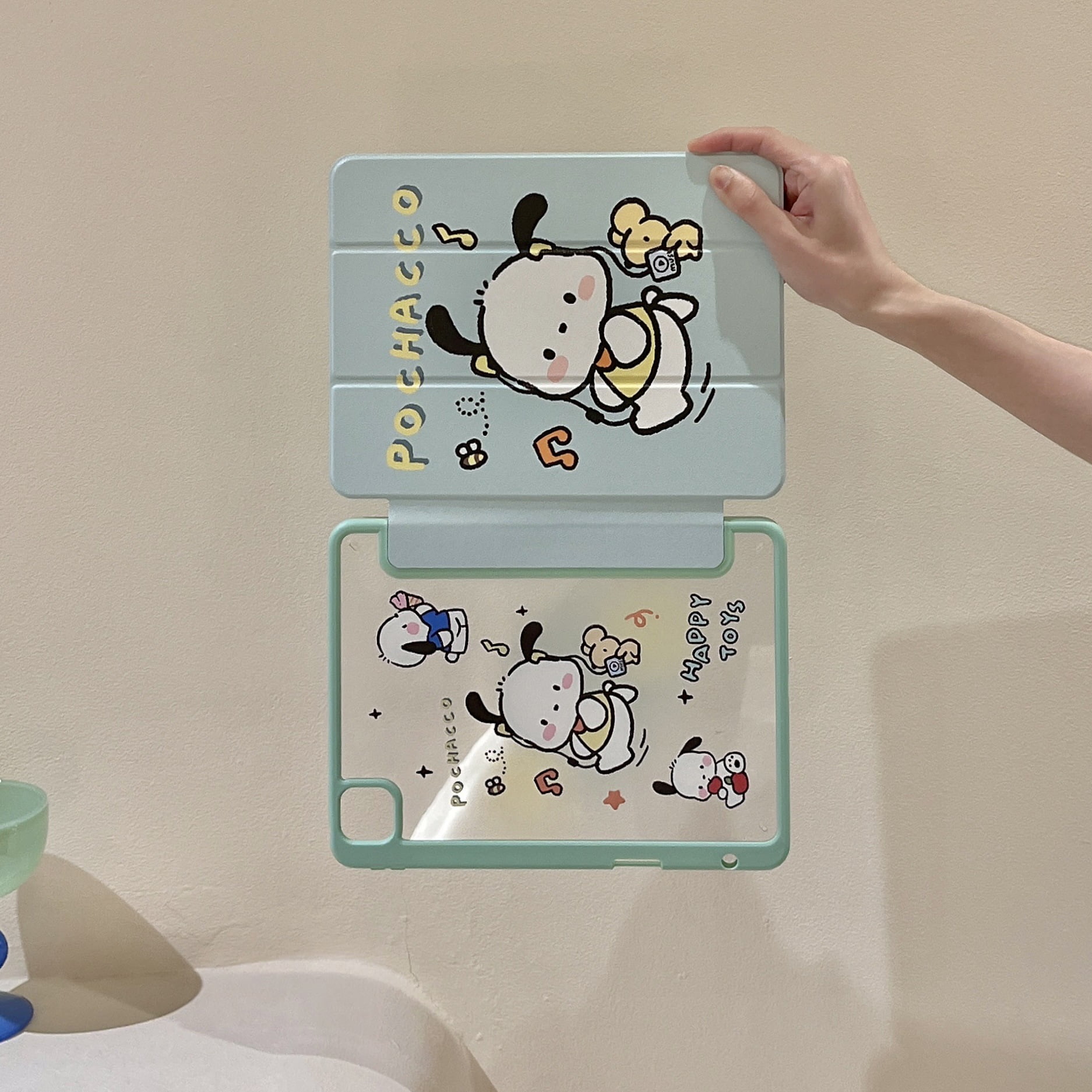 Pochacco Kawaii Sanrio Ipad Tri-Fold Protective Cover for Mini6 Tablet ...
