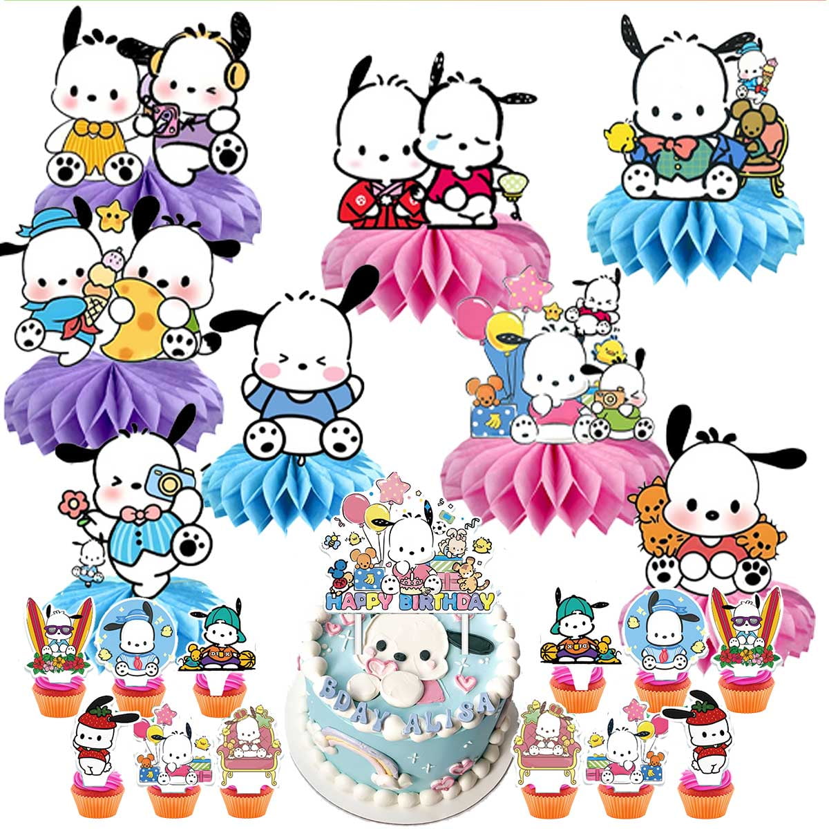 Pochacco Party Supplies Honeycomb Centerpieces Table Toppers Cake ...