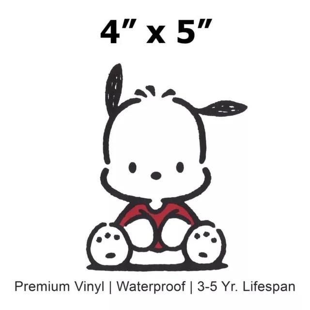 Pochacco Sanrio Sticker Kawaii Chibi Peace Sign Anime Vinyl Sticker ...