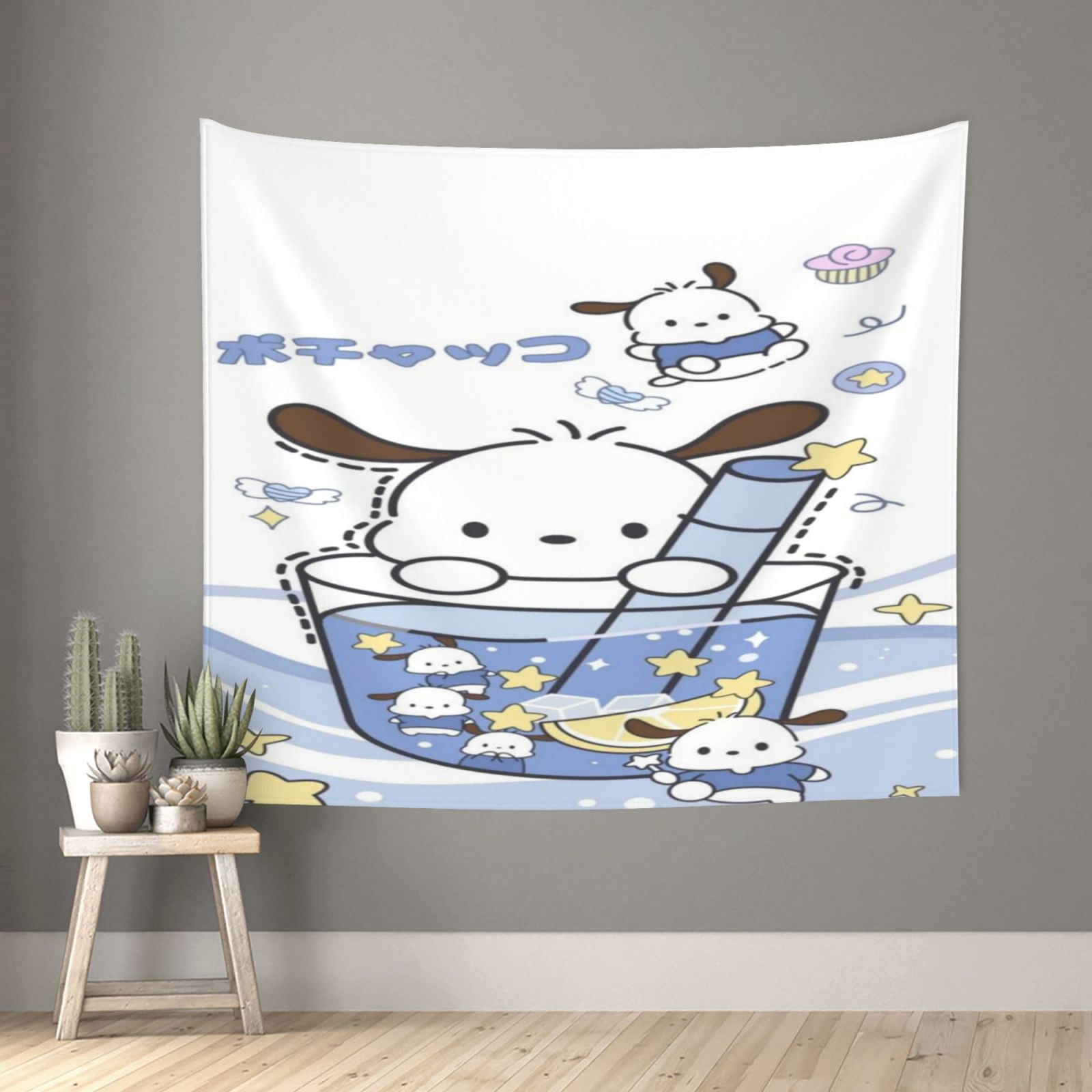 Pochacco Wall Tapestry Anime Poster For Bedroom Aesthetics Funny Room ...