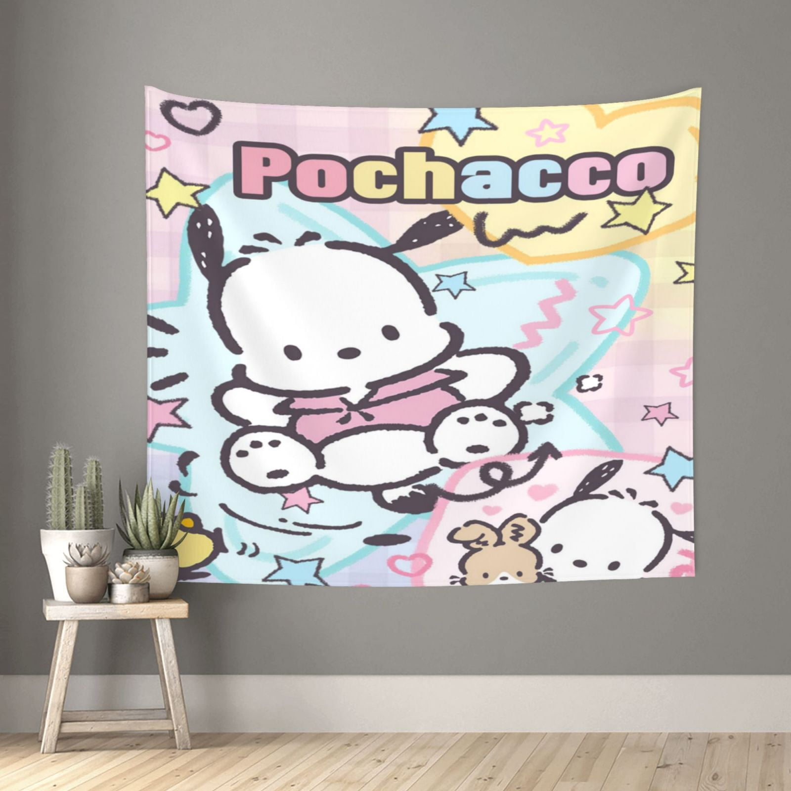 Pochacco Wall Tapestry Anime Poster For Bedroom Aesthetics Funny Room ...