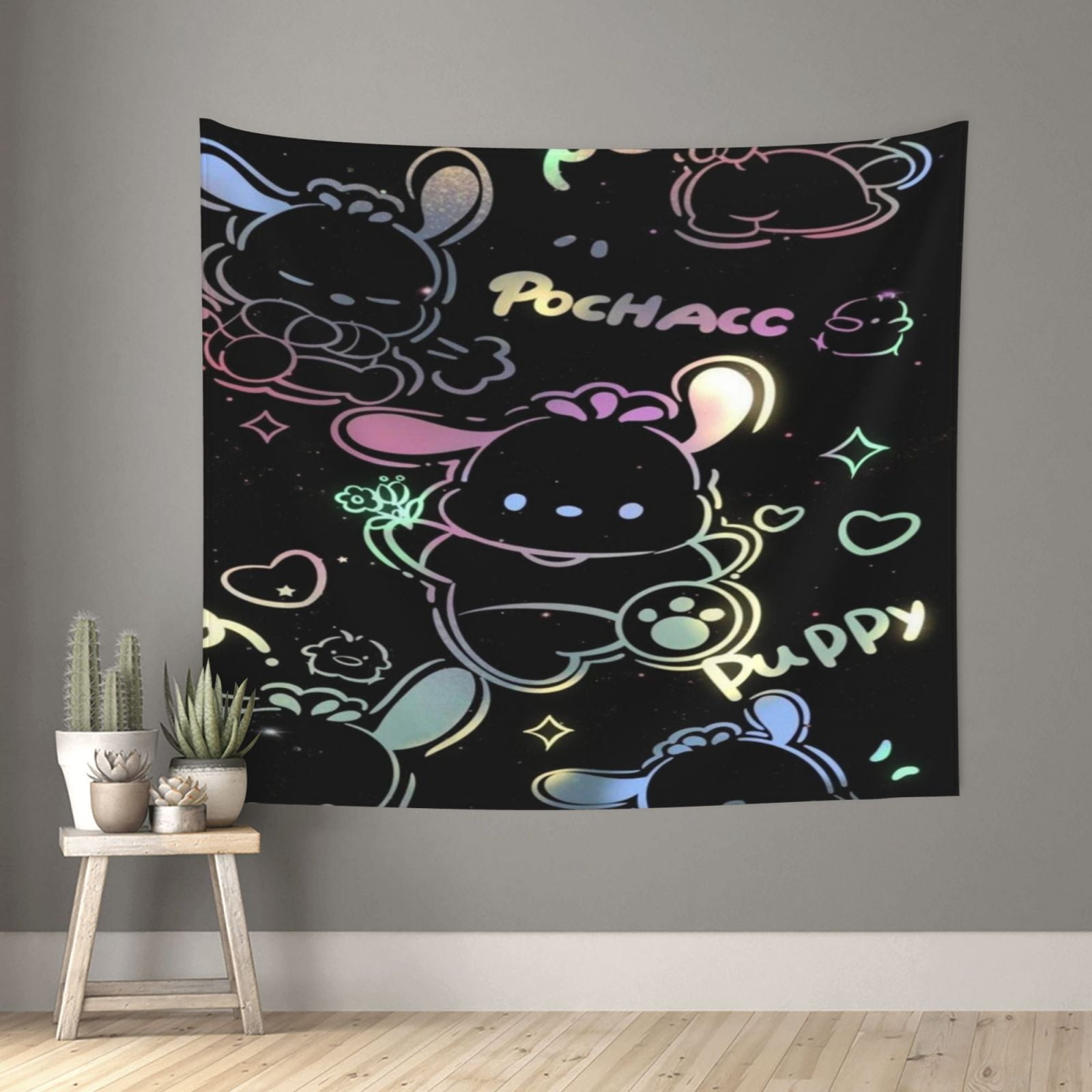 Pochacco Wall Tapestry Anime Poster For Bedroom Aesthetics Funny Room ...