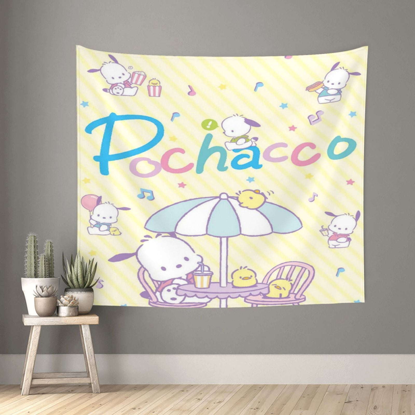 Pochacco Wall Tapestry Anime Poster For Bedroom Aesthetics Funny Room ...