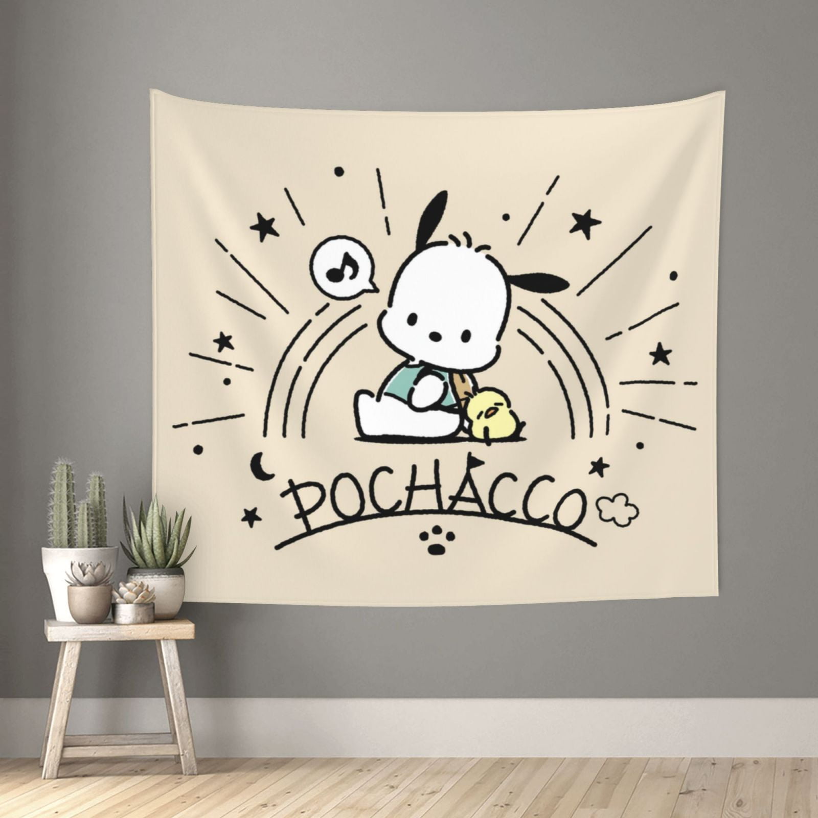 Pochacco Wall Tapestry Anime Poster For Bedroom Aesthetics Funny Room ...