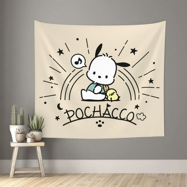 Pochacco Wall Tapestry Anime Poster For Bedroom Aesthetics Funny Room ...
