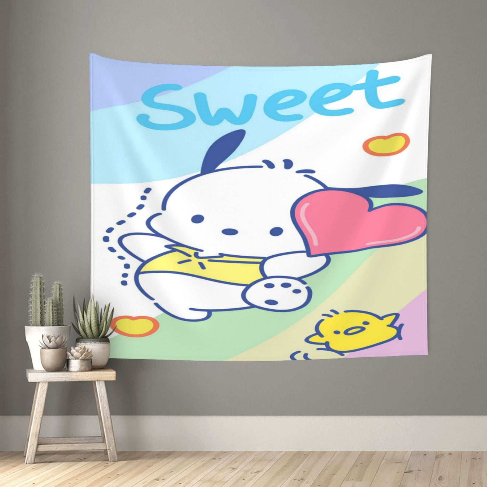 Pochacco Wall Tapestry Anime Poster For Bedroom Aesthetics Funny Room ...