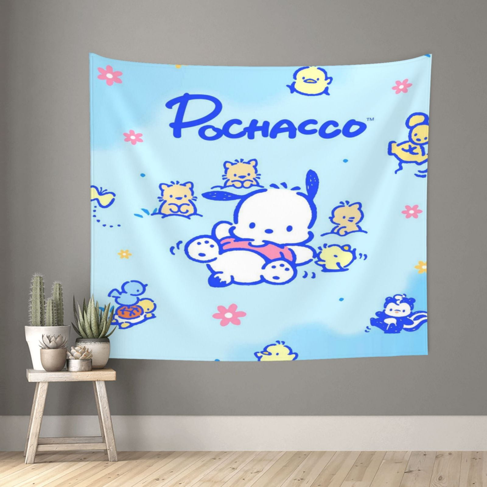 Pochacco Wall Tapestry Anime Poster For Bedroom Aesthetics Funny Room ...