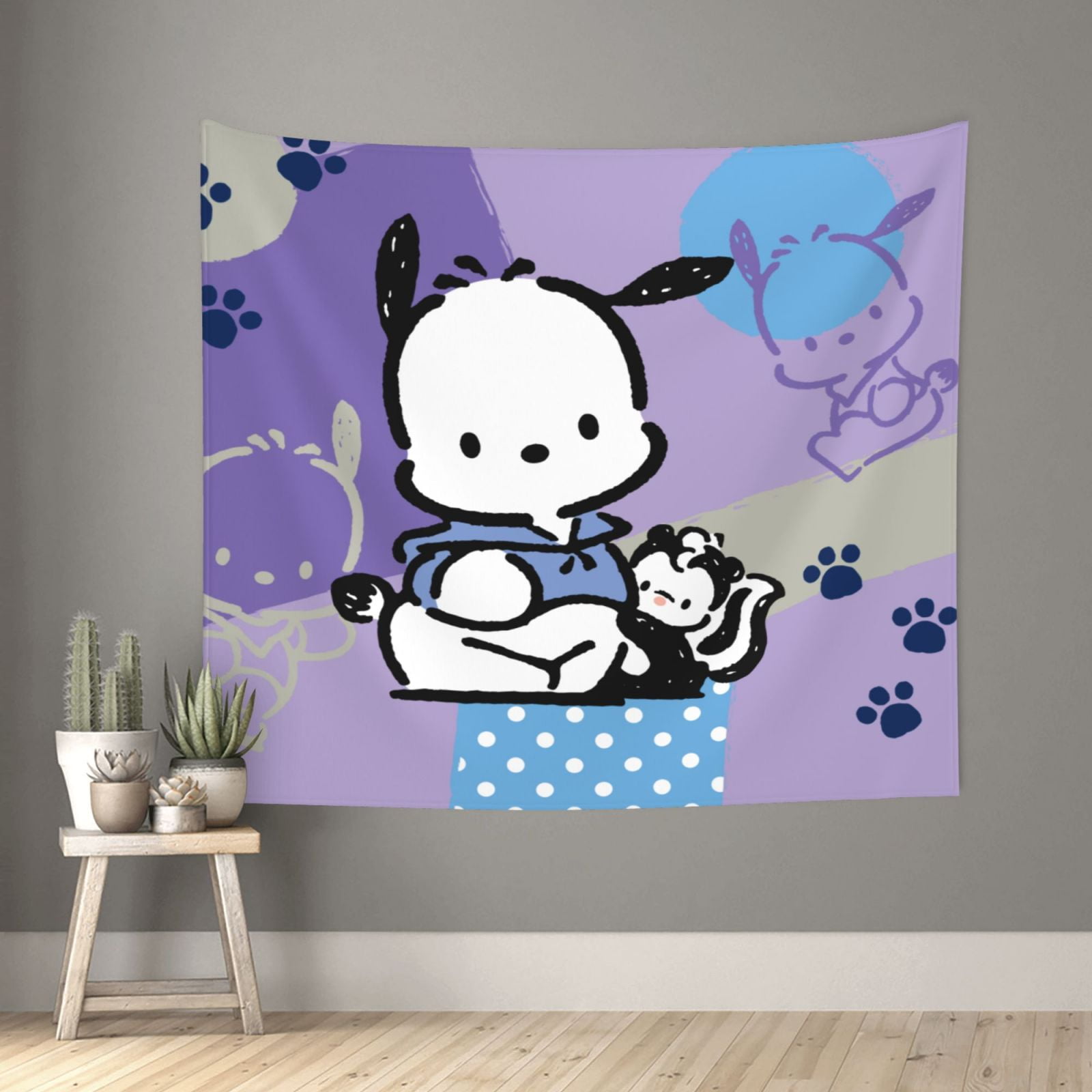 Pochacco Wall Tapestry Anime Poster For Bedroom Aesthetics Funny Room ...