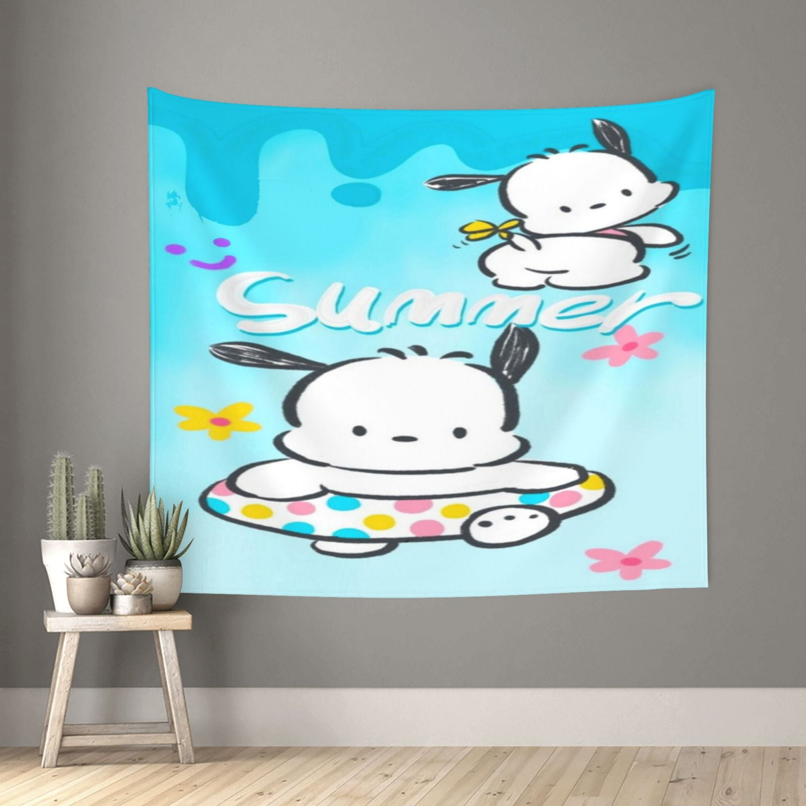 Pochacco Wall Tapestry Anime Poster For Bedroom Aesthetics Funny Room ...