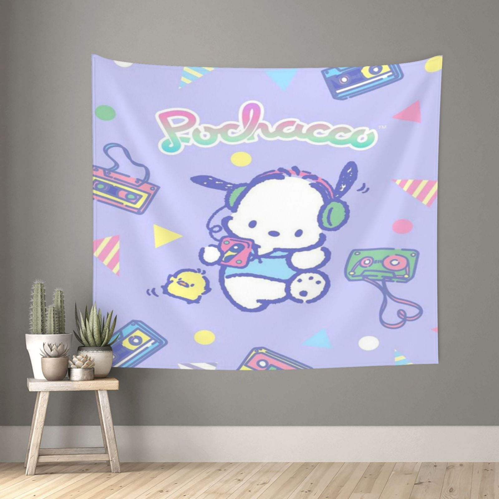 Pochacco Wall Tapestry Anime Poster For Bedroom Aesthetics Funny Room ...