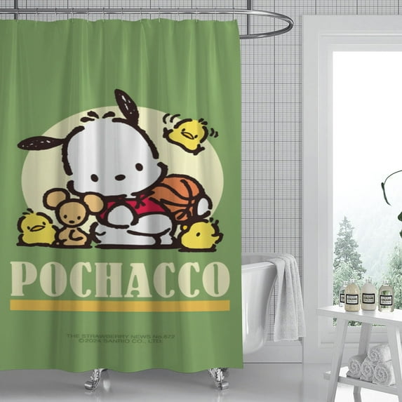 Pochacco shower curtain boasts a stunning design, features waterproof ...