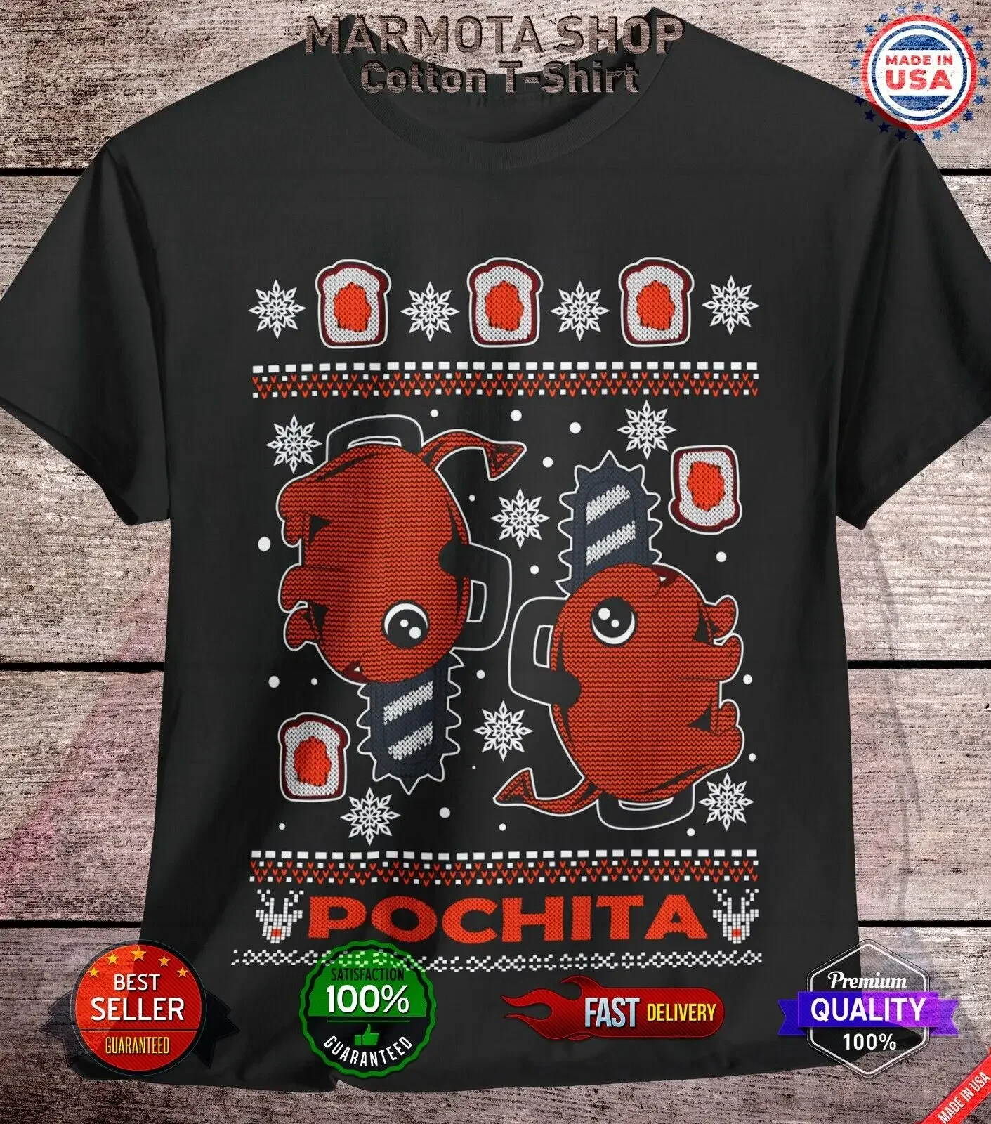 Pochita Chainsaw Man Shirt Anime Tee T-Shirt Makima Horror Manga Otaku ...