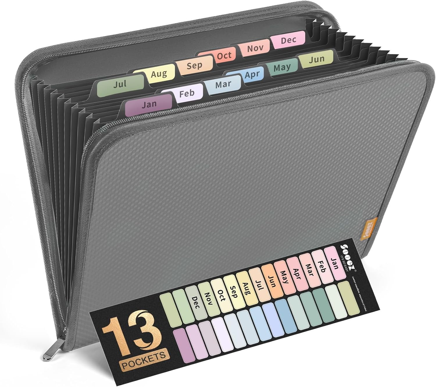 Pocket Accordion File Organizer, Zipper Expanding File Folder Organizer ...