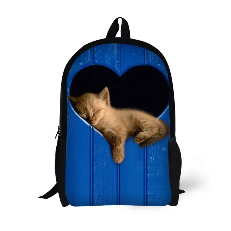 Pocket Animal Funny Cat Print Backpack Children School Bags for Teenage ...