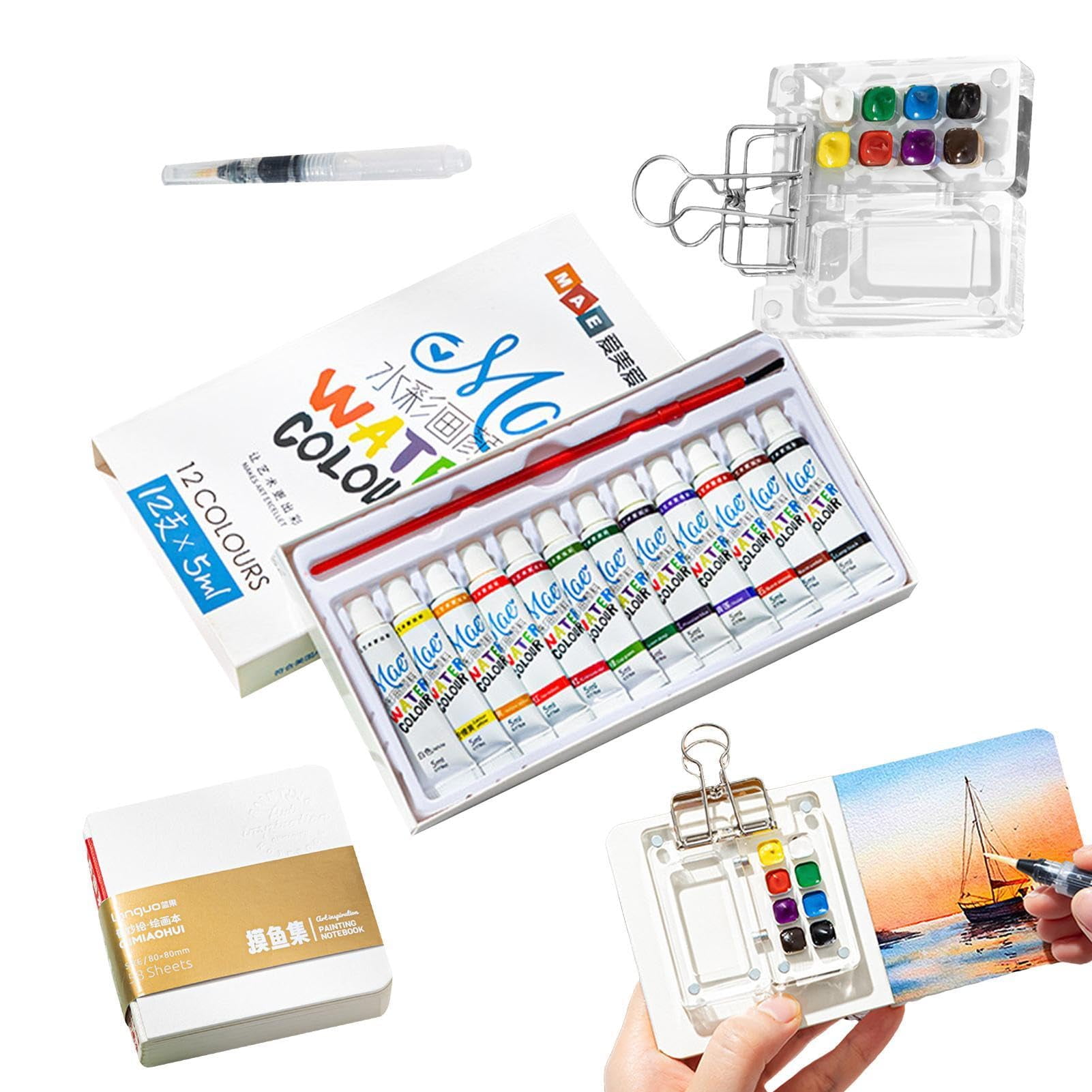 Pocket Artist Coloring Travel Set - Acrylic Watercolor Palette And ...