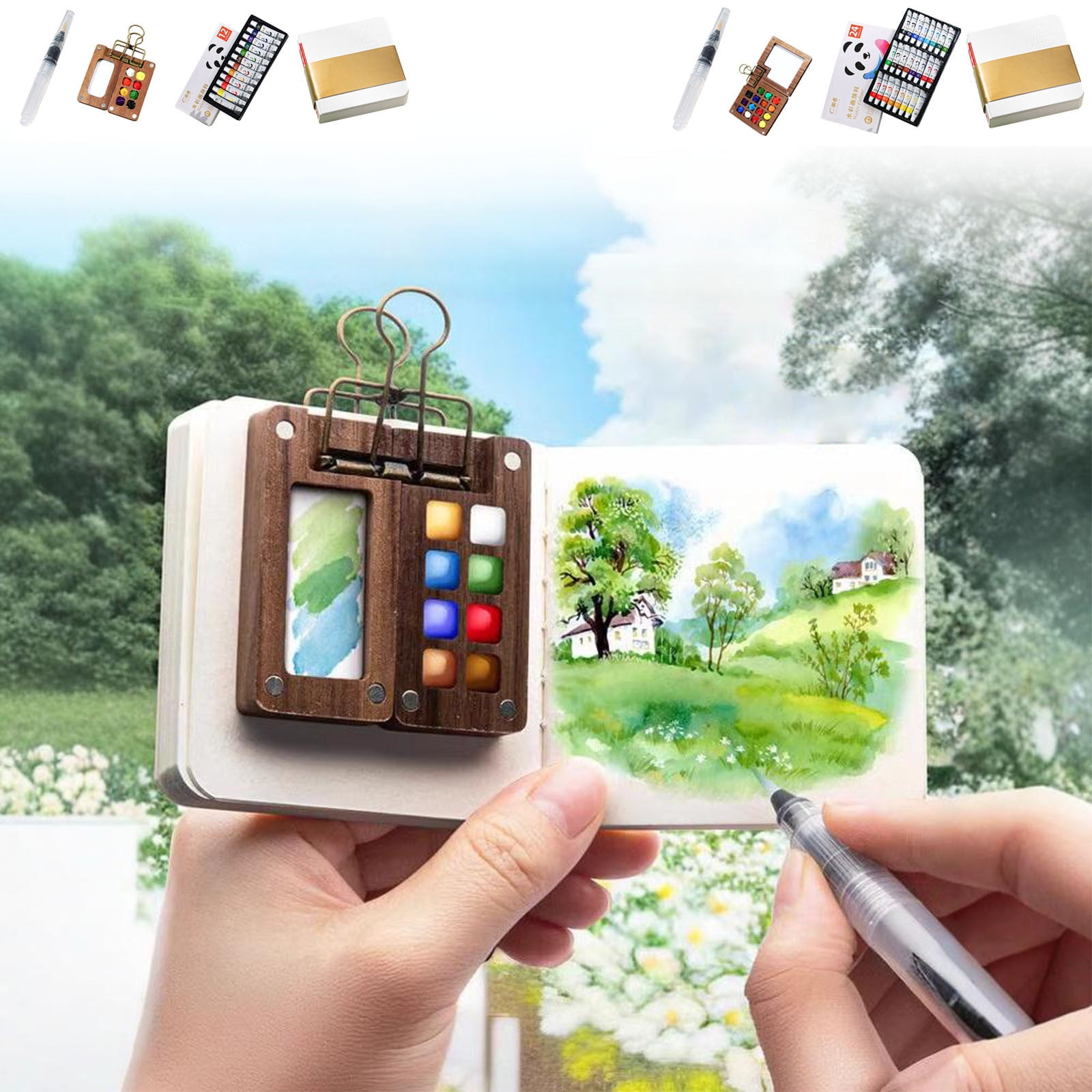 Pocket Artist Watercolor Travel Set, 2025 New Mini Watercolor Paint Set ...