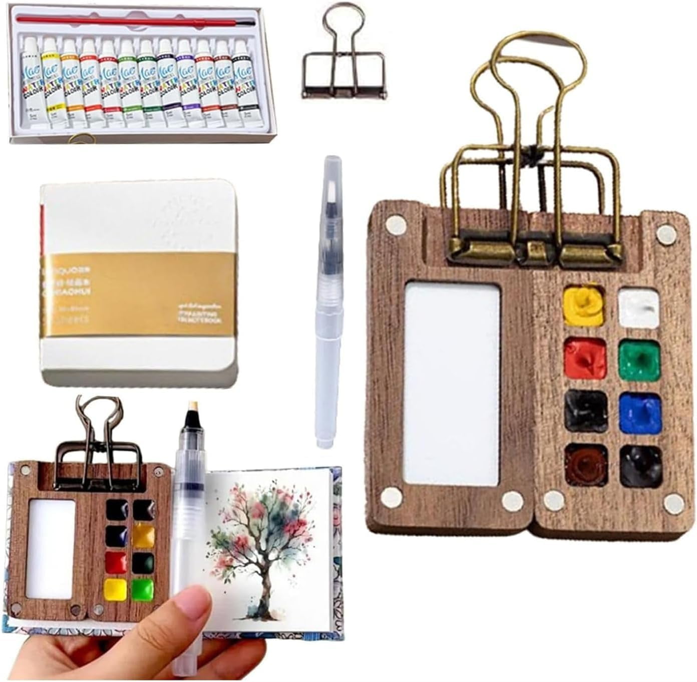 Pocket Artist Watercolor Travel Set, Travel Kit Mini Watercolor Paint ...