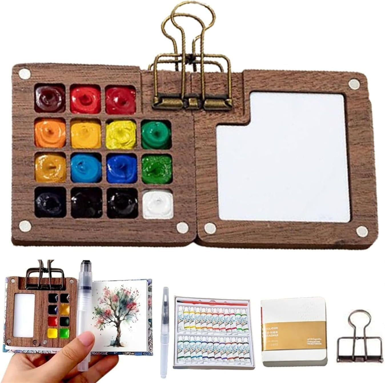 Pocket Artist Watercolor Travel Set, Travel Kit Mini Watercolor Paint ...